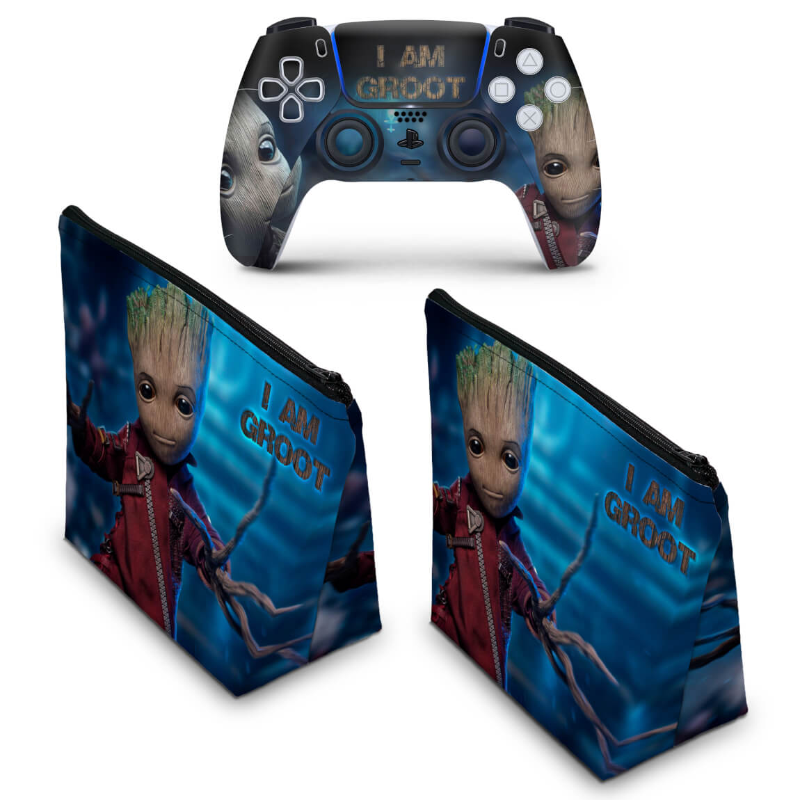 KIT Capa Case e Skin PS5 Controle - Baby Groot - Pop Arte Skins