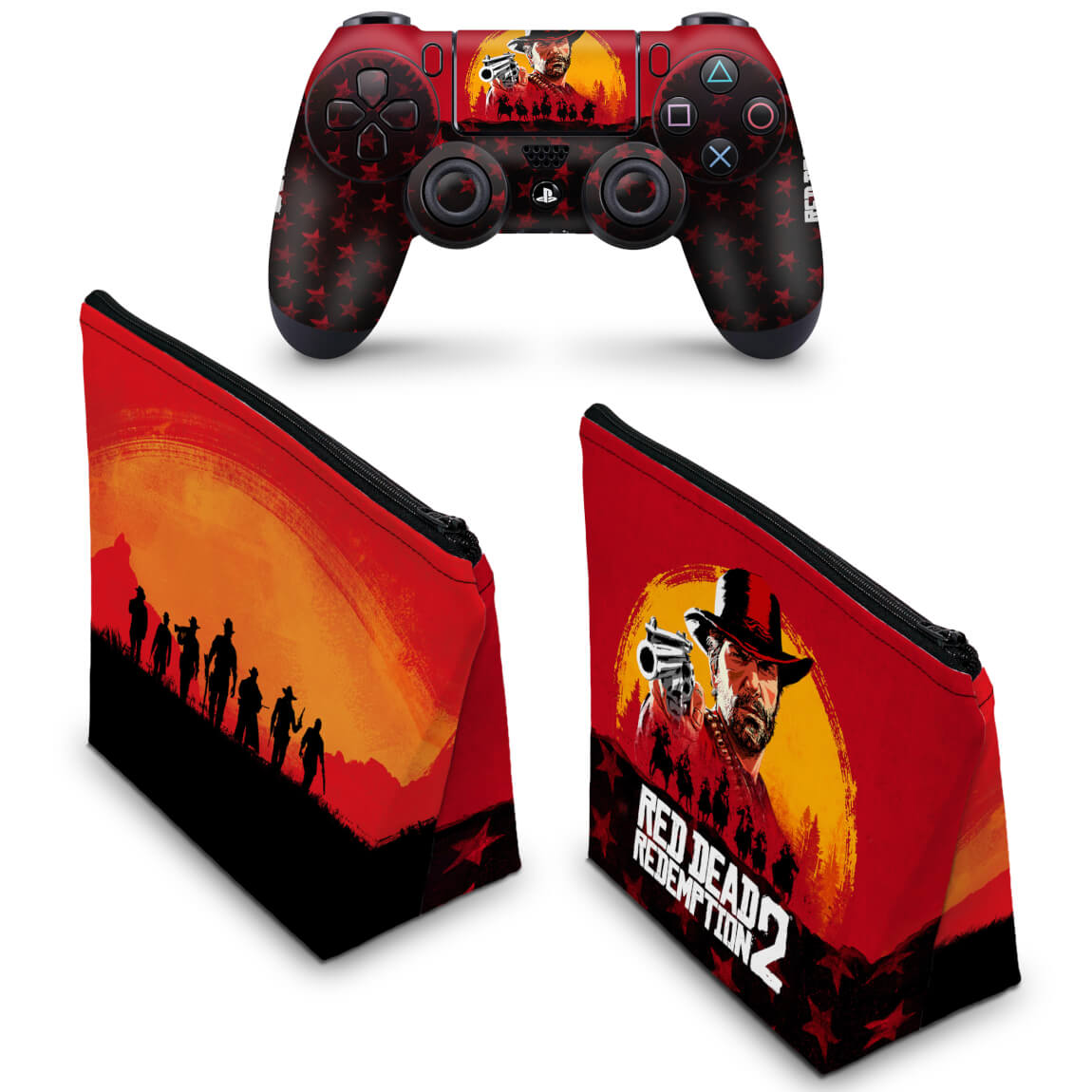 KIT Capa Case e Skin PS4 Controle - Red Dead Redemption 2 - Pop Arte Skins