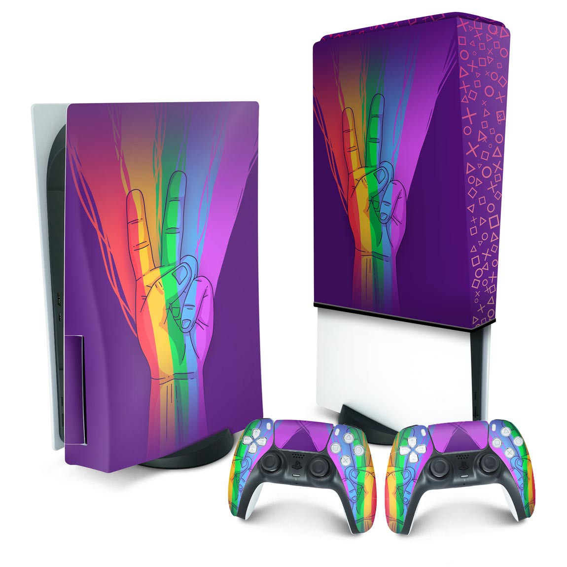 KIT PS5 Skin e Capa Anti Poeira - Rainbow Colors Colorido - Pop Arte Skins