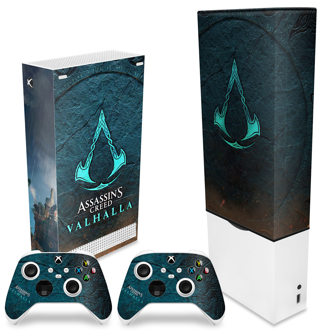 KIT Xbox Series S Capa Anti Poeira e Skin - Assassin's Creed Valhalla - Pop Arte Skins