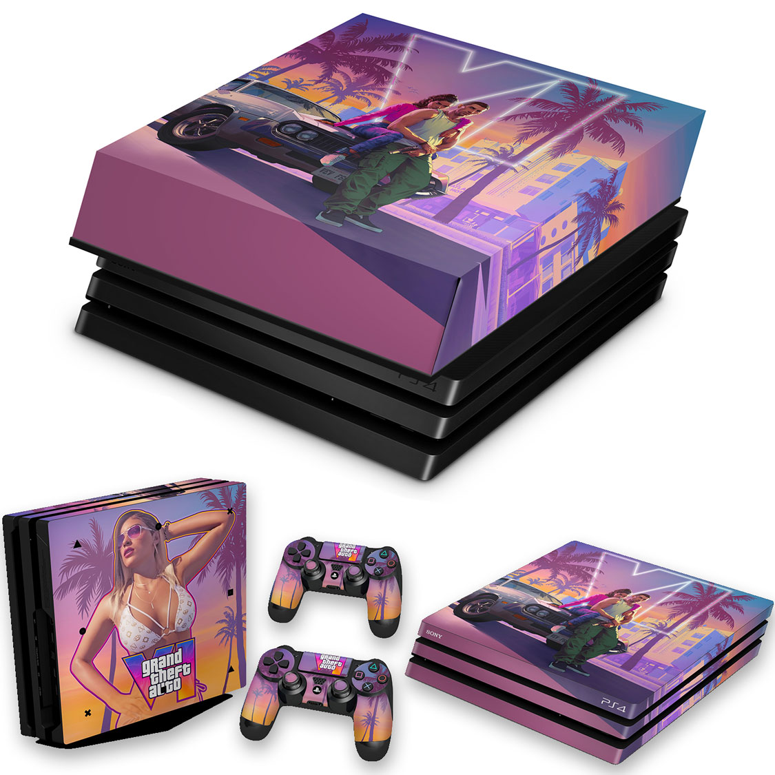 KIT PS4 Pro Skin e Capa Anti Poeira GTA 6 VI