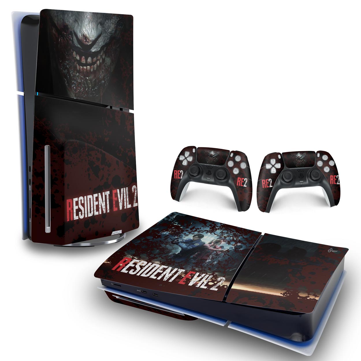 Skin PS5 Slim Horizontal - Resident Evil 2 Remake - Pop Arte Skins