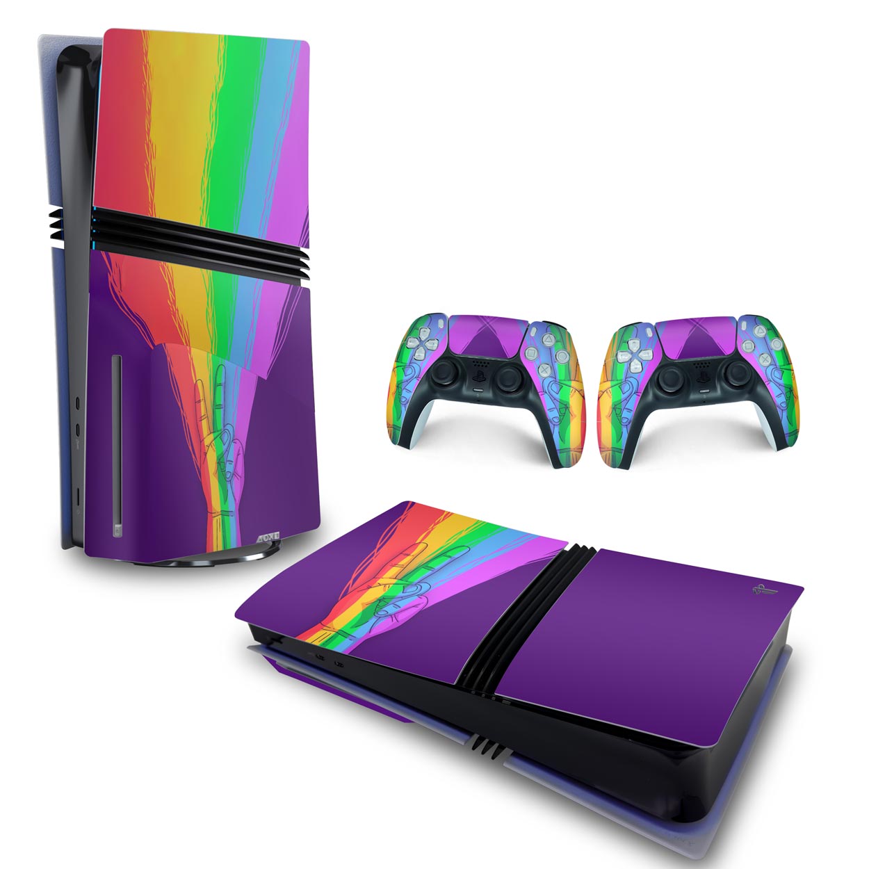 Skin PS5 Pro Horizontal - Rainbow Colors Colorido - Pop Arte Skins