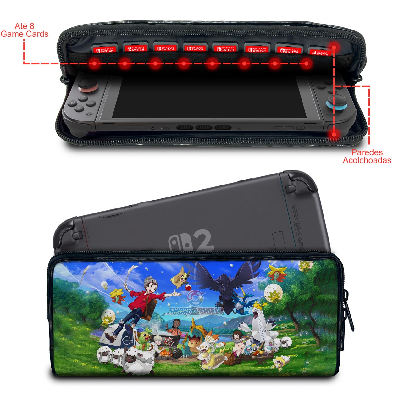 Case Nintendo Switch 2 Bolsa Estojo - Pokémon Sword And Shield - Pop ...