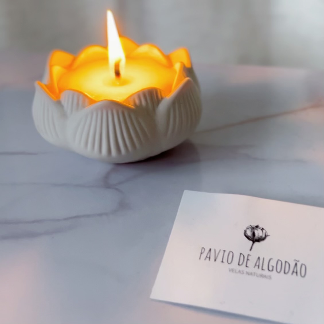 Vela Natural | Flor de Lótus | Brilho do Sol - Pavio de Algodão