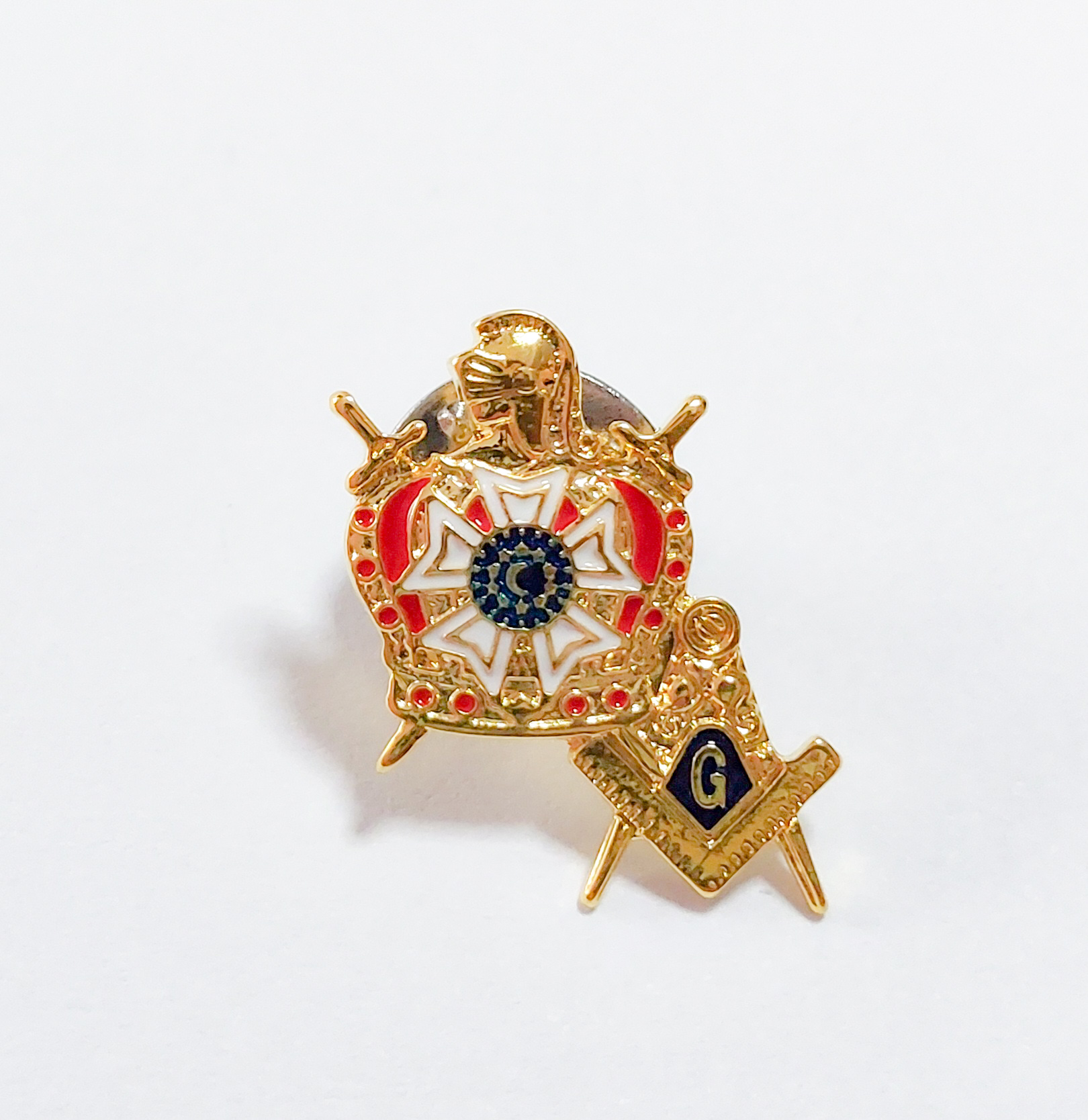 Demolay Pin Boton- Detalhe em azul - Loja Maçonaria Presentes