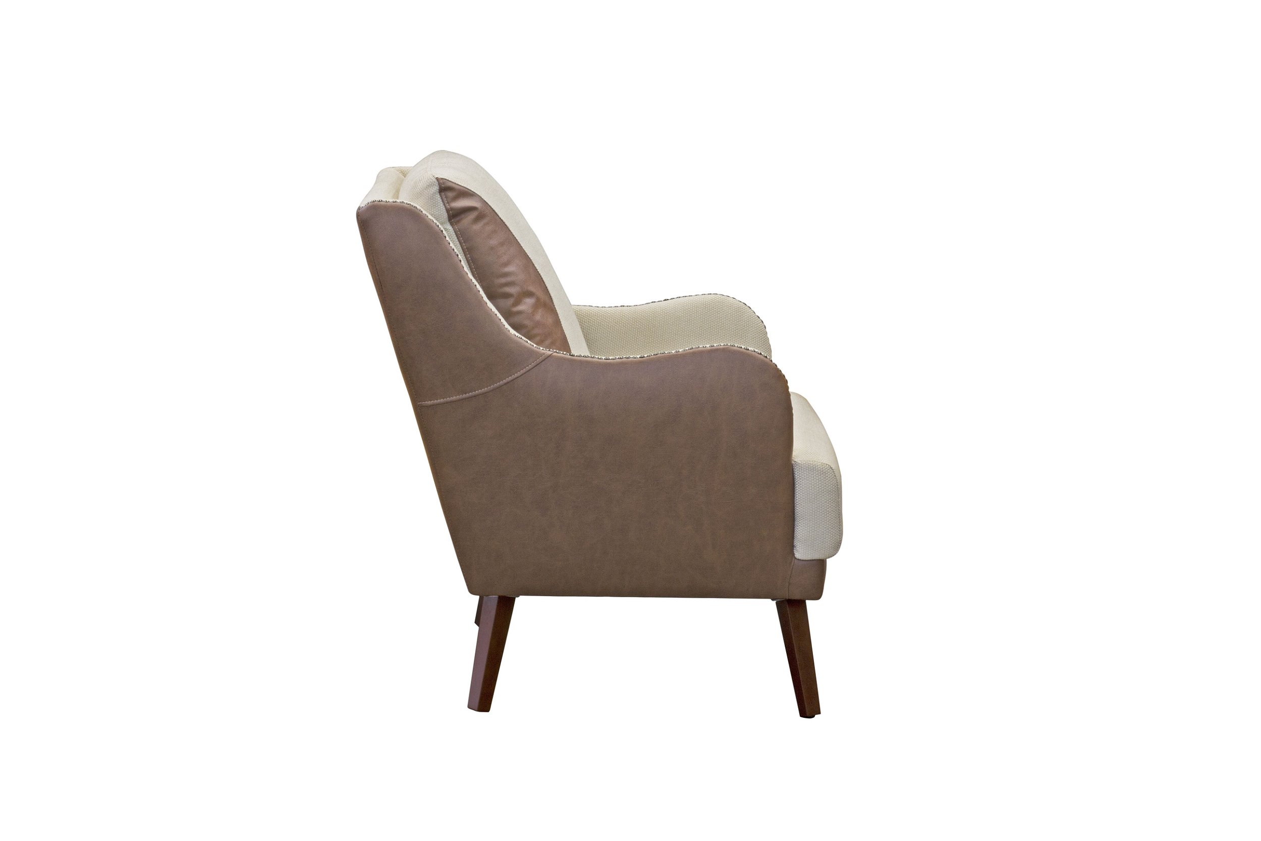 Poltrona Encosto Alto Compose Arezo Bege com Marrom - Moveis para seu Bem Estar