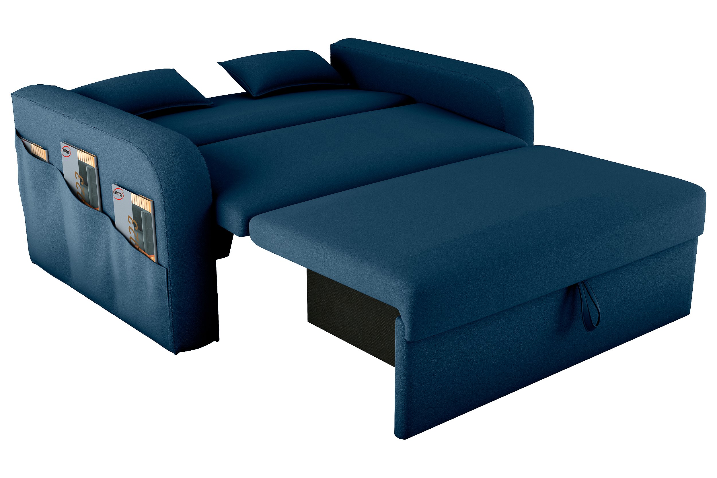 Sofá Cama Lady Dai Matrix 2 Lugares Veludo Azul - Moveis para seu Bem Estar