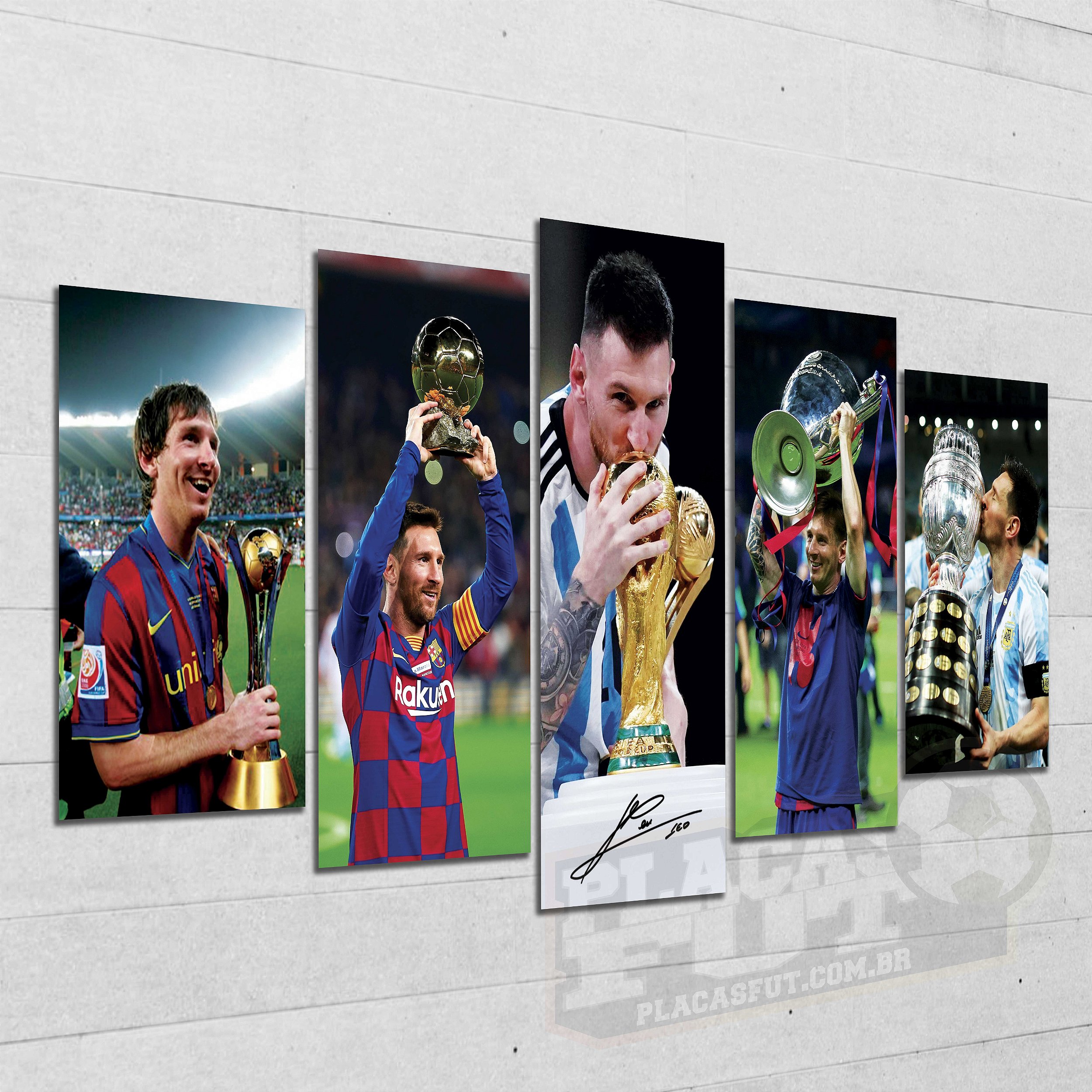 Mosaico 5 Quadros Messi "O Homem Que Zerou O Futebol" - PlacasFUT ...