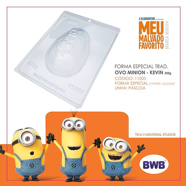 Forma para Chocolate com Silicone Ovo Minion Kevin 350g Ref. 11000 BWB ...