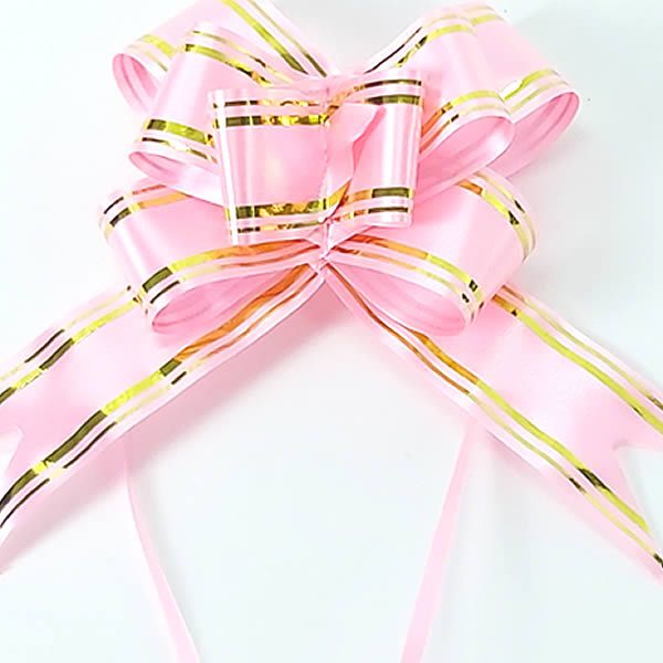 Laço Grande Rosa Borda Ouro (10pçs) Laço Fácil Laço Pronto Laço Mágico ...