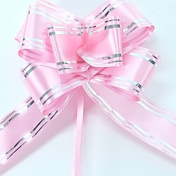 Laço Grande Rosa Borda Prata (10pçs) Laço Fácil Laço Pronto Laço Mágico ...