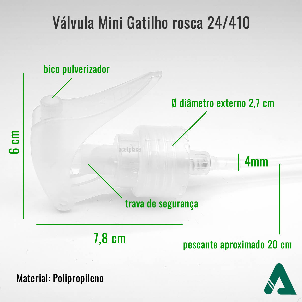 Válvula Mini Gatilho Natural R24/410, Válvula Spray Borrifador - Caixa ...
