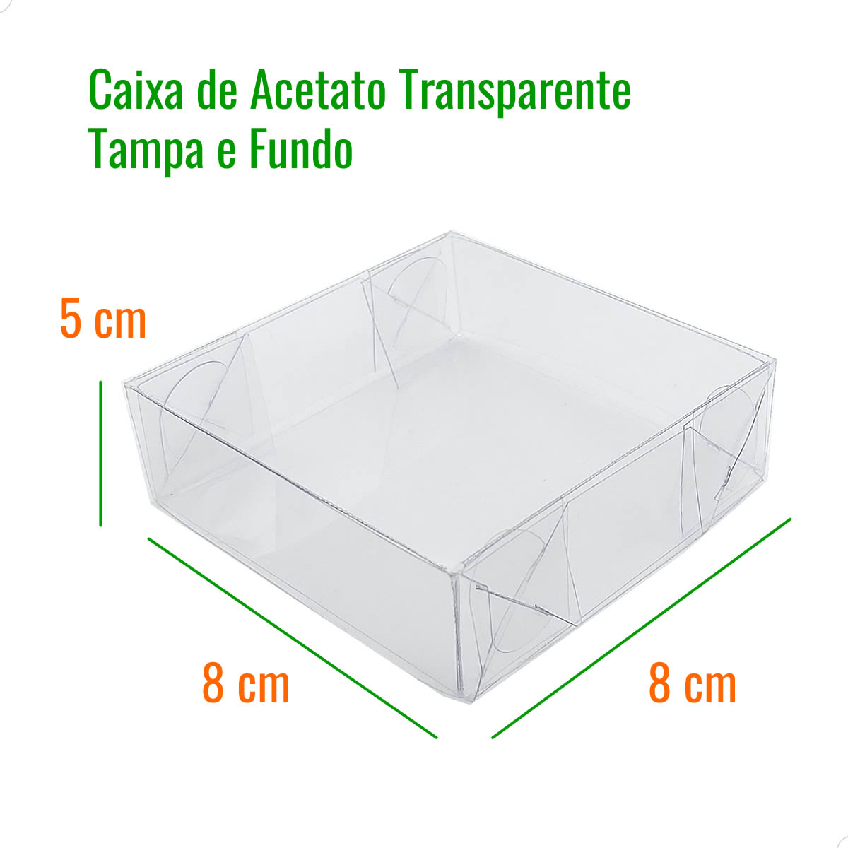 Caixa de Acetato P-29 (8x8x5 cm) (25un) Tampa e Fundo Embalagem de ...