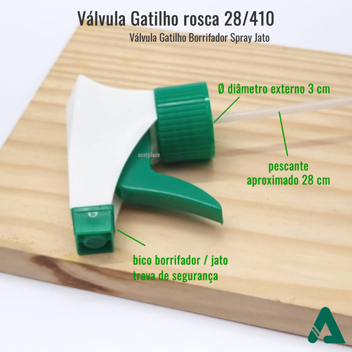 Válvula Gatilho Borrifador Spray Jato Trigger VERDE rosca 28mm R28/410 ...