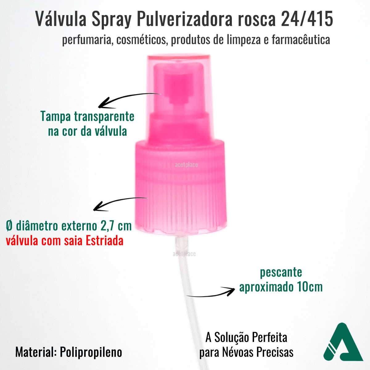Válvula Spray Estriada ROSA CHICLETE R24mm R24/415 (10un) (CH/381ERO24 ...