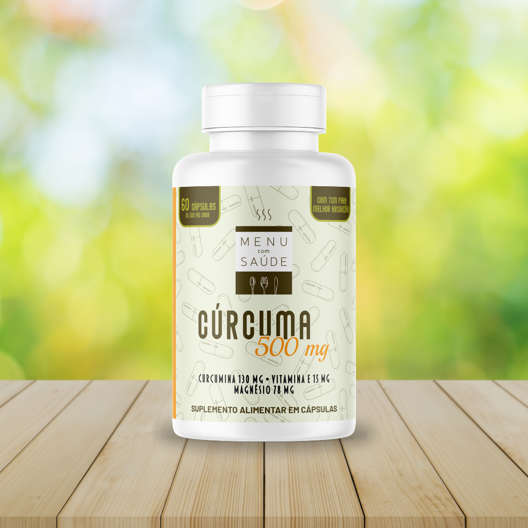 Cúrcuma 500mg com MAGNÉSIO e VITAMINA E Menu Com Saúde - 01 pote com 60 ...