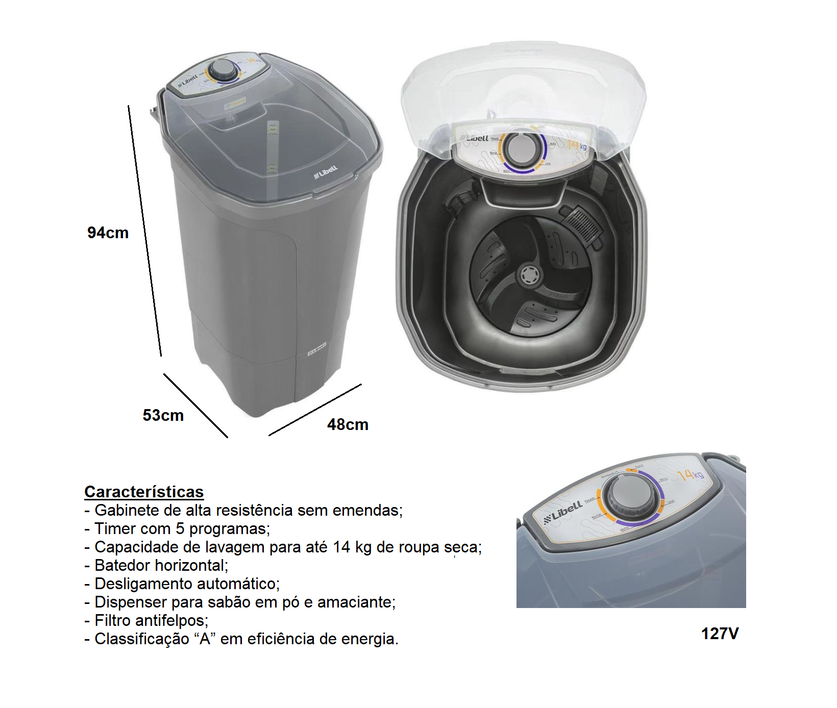 LAVADORA LIBELL 14 KG - Saimys Móveis