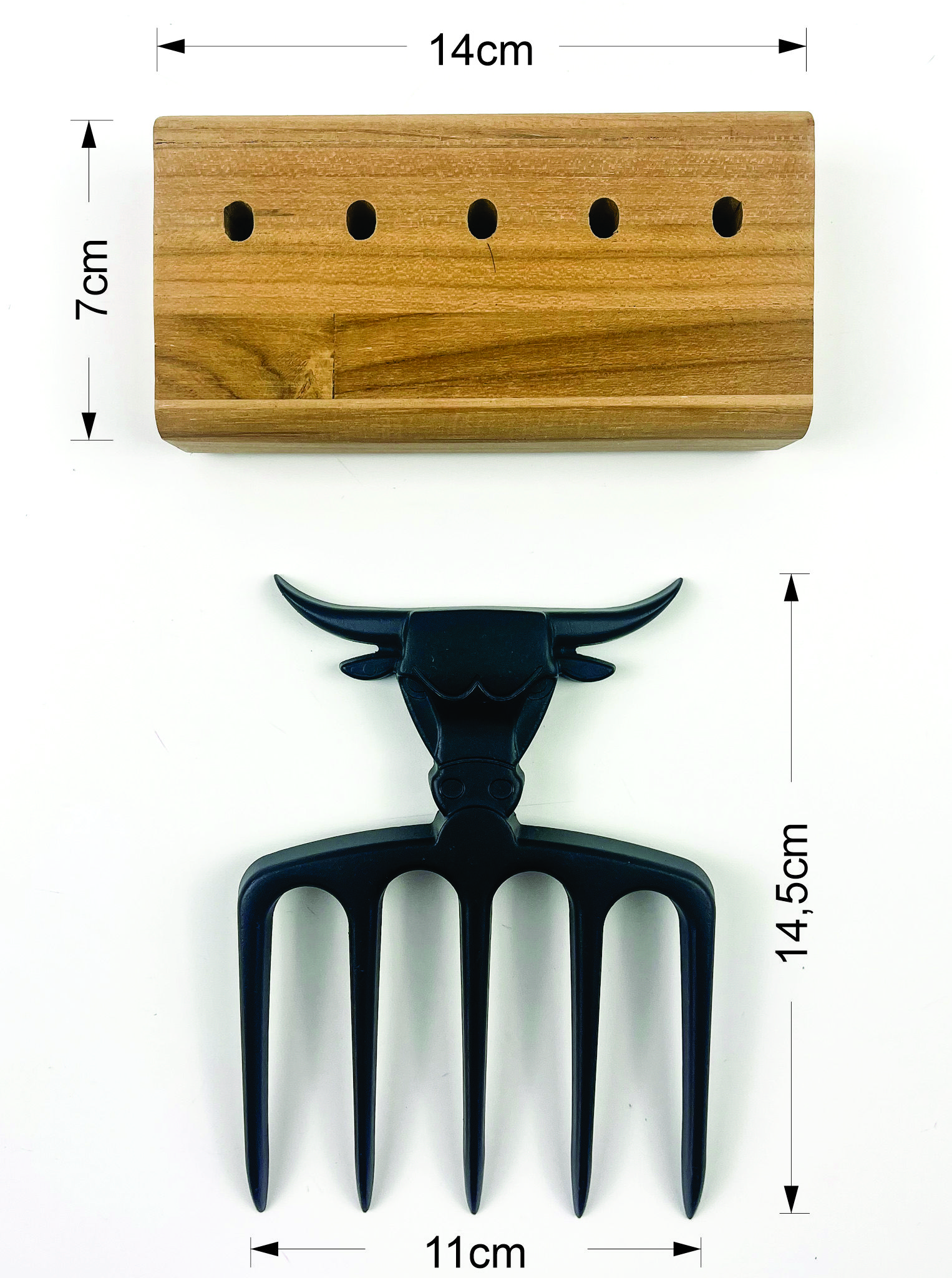 Garfo 5 Pontas Preto C/ Suporte em Madeira Personalizado - Dia dos Pais ...