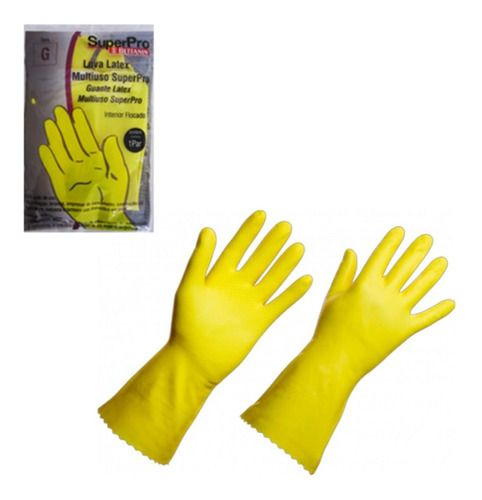 Luva Látex Com Forro Superpro Amarela G - SuperLimpinho - O ...