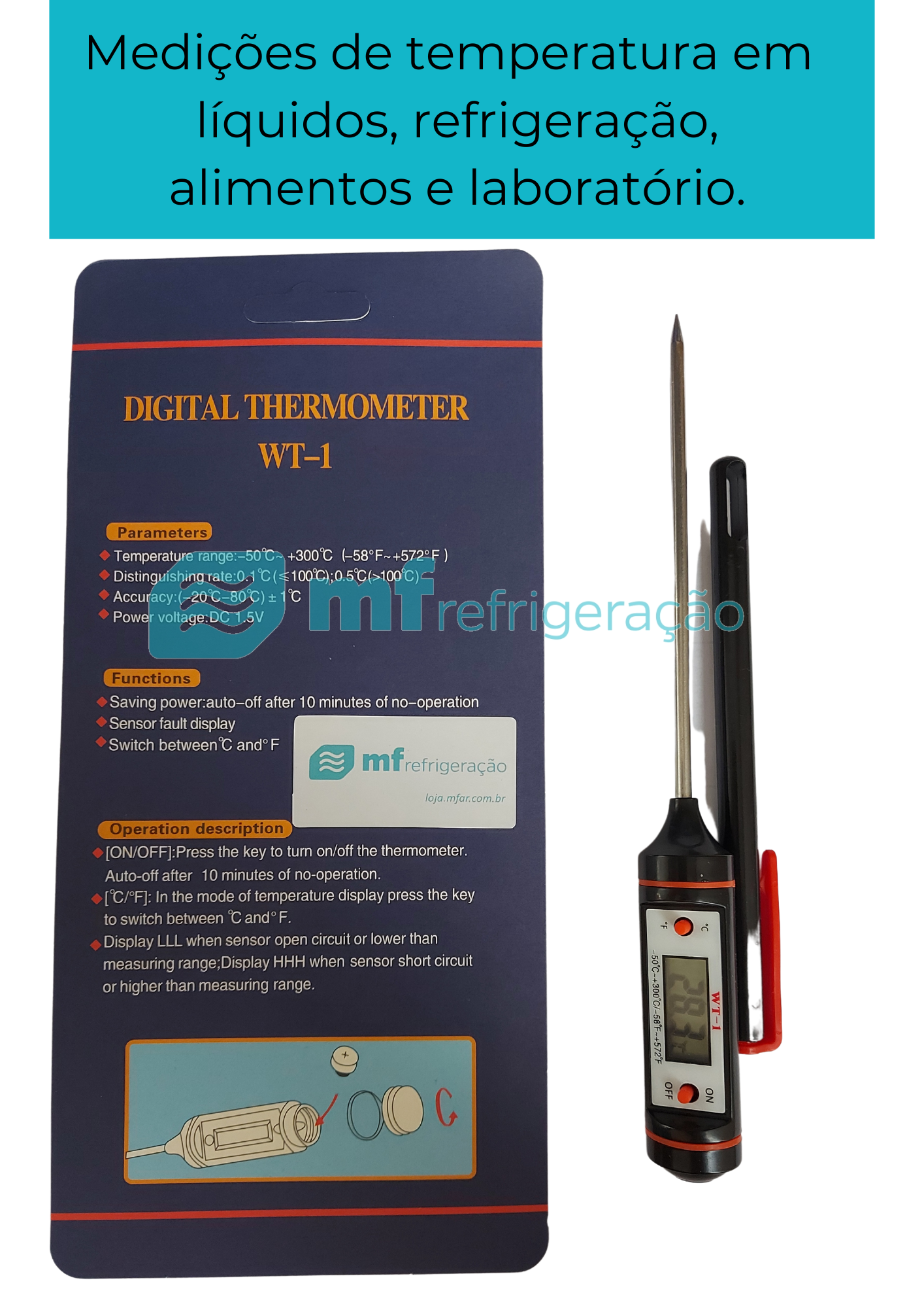 Termômetro Culinário Digital Espeto Kit com 5 pçs - MF Refrigeração