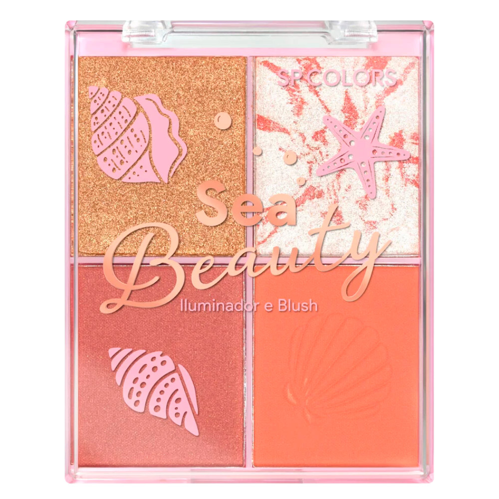 Paleta de Iluminador e Blush Sea Beauty SP Colors | Revenda - Virtual Make | Maquiagem Atacado p ...