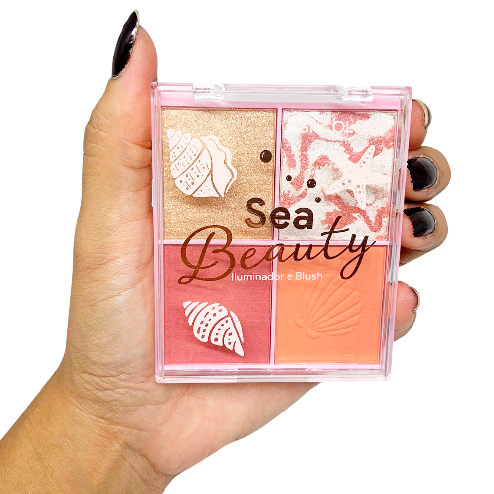 Paleta de Iluminador e Blush Sea Beauty SP Colors | Revenda - Virtual Make | Maquiagem Atacado p ...