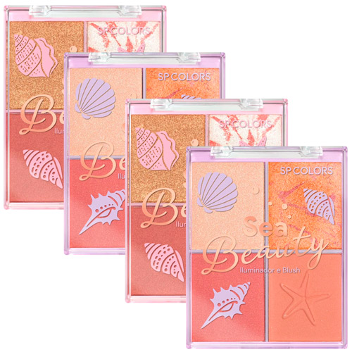 Paleta de Iluminador e Blush Sea Beauty SP Colors | Revenda - Virtual Make | Maquiagem Atacado p ...