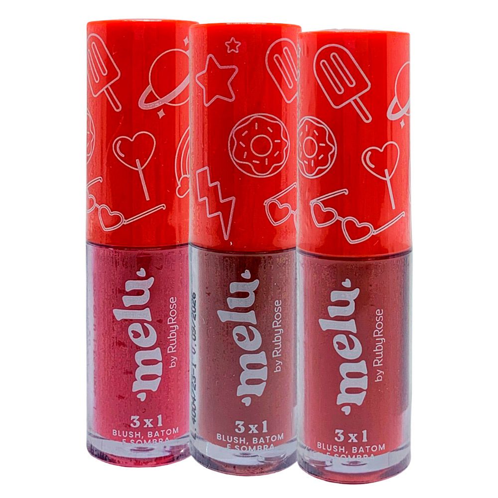 Blush, Batom e Sombra 3x1 Melu Ruby Rose | Ruby Rose Kit - Virtual Make ...