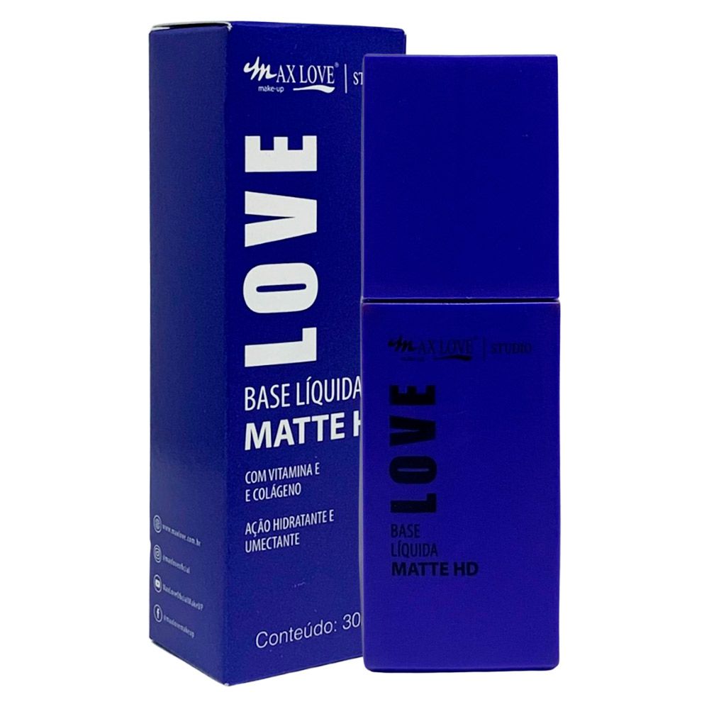 Base Líquida Matte HD Cor 12 ao 19 Max Love | Virtual Make - Virtual Make | Maquiagem Atacado p ...