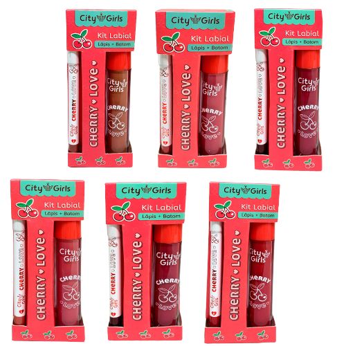 Kit Labial Lápis + Batom Cherry Love City Girls CG339 | Atacado - Virtual Make | Maquiagem ...