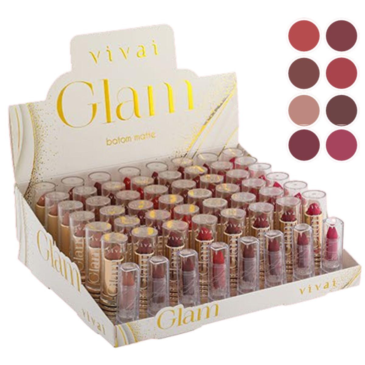 Batom Bastão Matte Glam Vivai 3224.1.1 – Box com 48 unid - Virtual Make ...