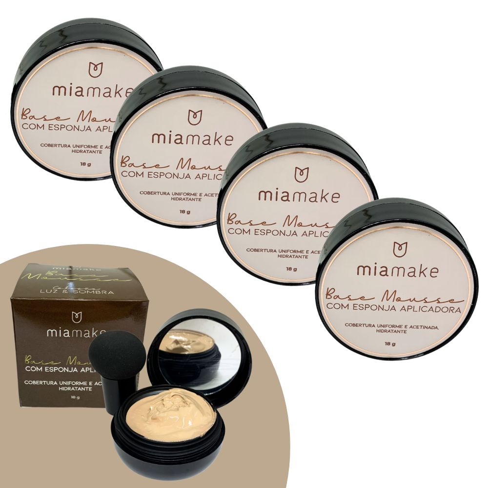 Base Mousse com Esponja Mia Make Média – Kit c/ 4 unid - Virtual Make ...