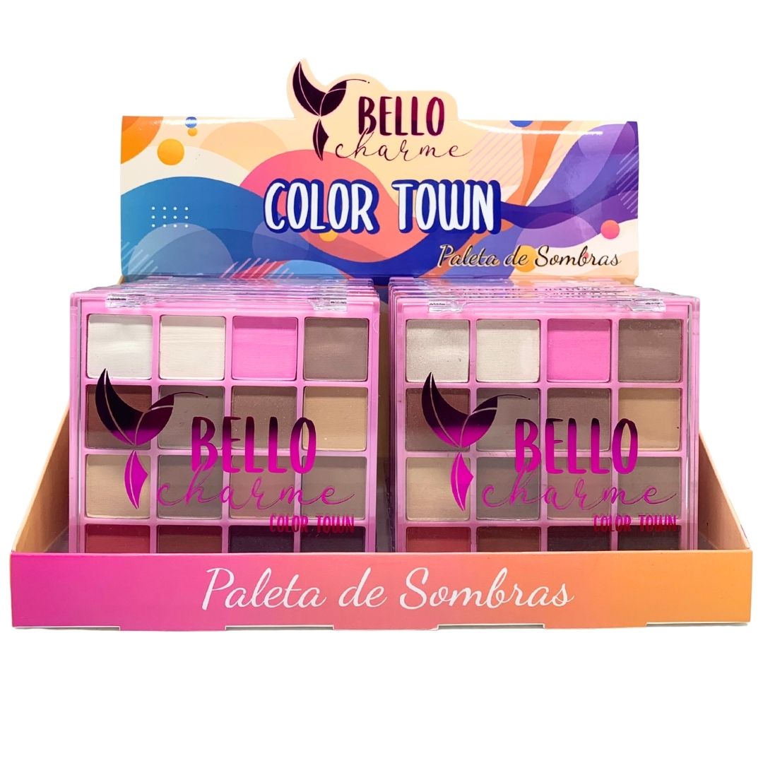 Paleta de Sombras Color Town Bello Charme - Box 12 Unid - Virtual Make ...