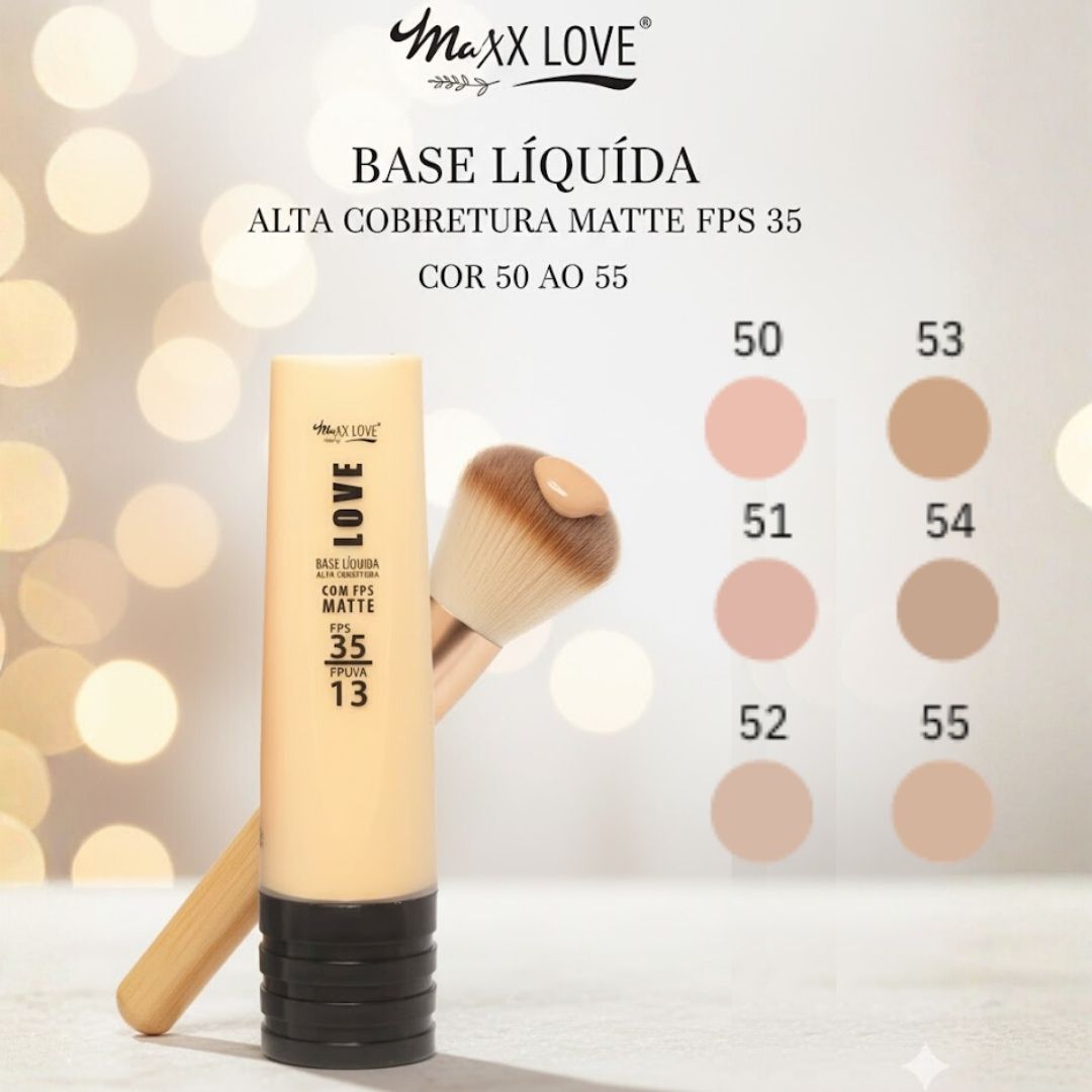 Base Líquida Alta Cobertura Love FPS 35 Matte Max Love Box 42un ...
