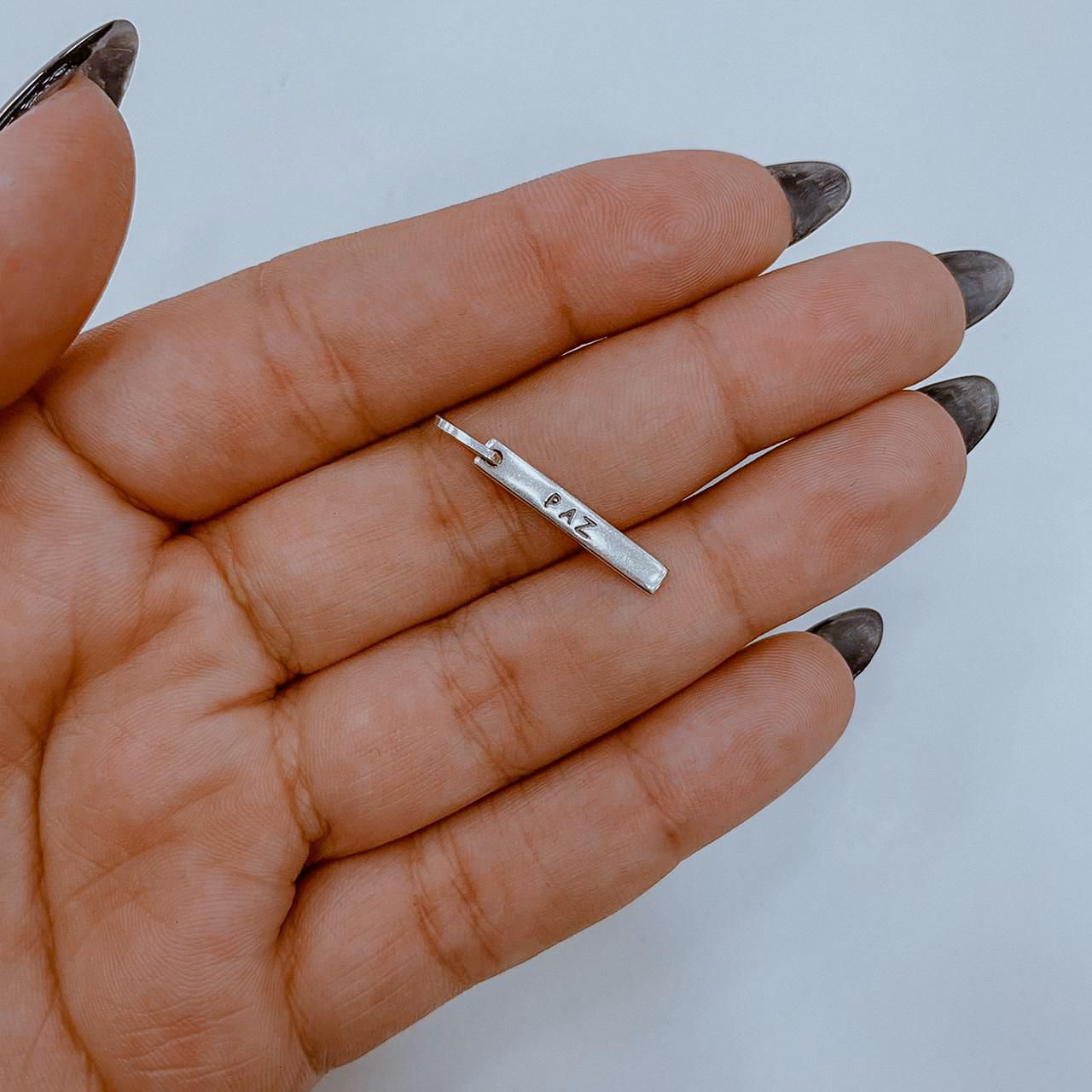 Pingente Plaquinha Paz em Prata - Pratas da Dani - Pratas de Lei e Acessórios