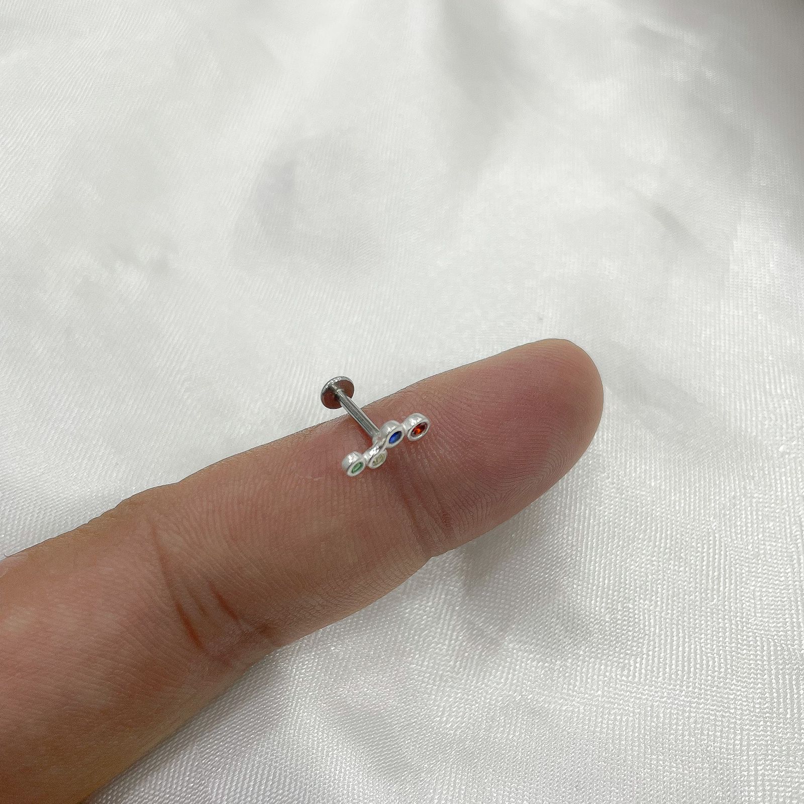 Piercing Em Prata com Pedrinhas coloridas - Pratas da Dani - Pratas de Lei e Acessórios