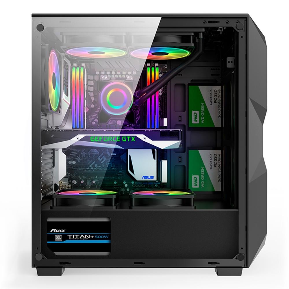 Gabinete Gamer Hayom, Mid Tower, RGB, ATX, Lateral em Vidro Temperado ...