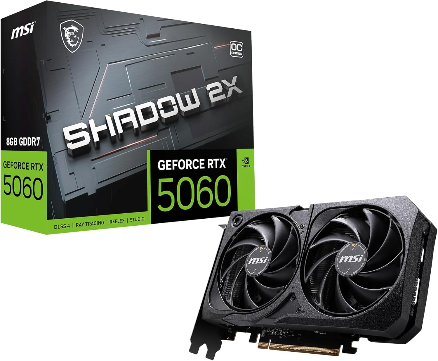 Placa de Video RTX 5060 NVIDIA MSI Shadow 2X OC, 8GB, GDDR7-912-V537 ...