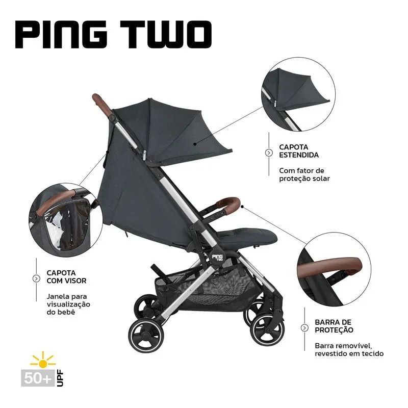 Carrinho de Bebê Ping Two Eco Nature - Prático e Confortável! - Casa ...