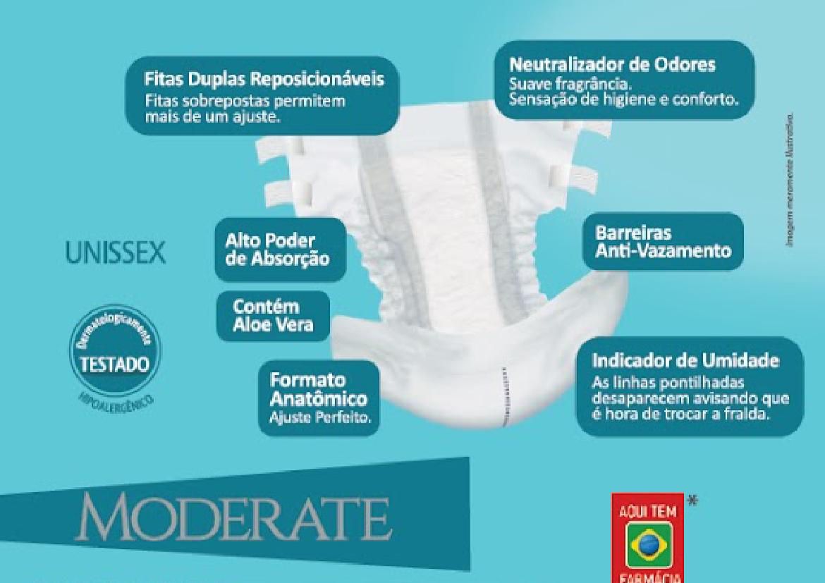 Fralda Adulto Moderate M com 50 unidades - Casa das Fraldas