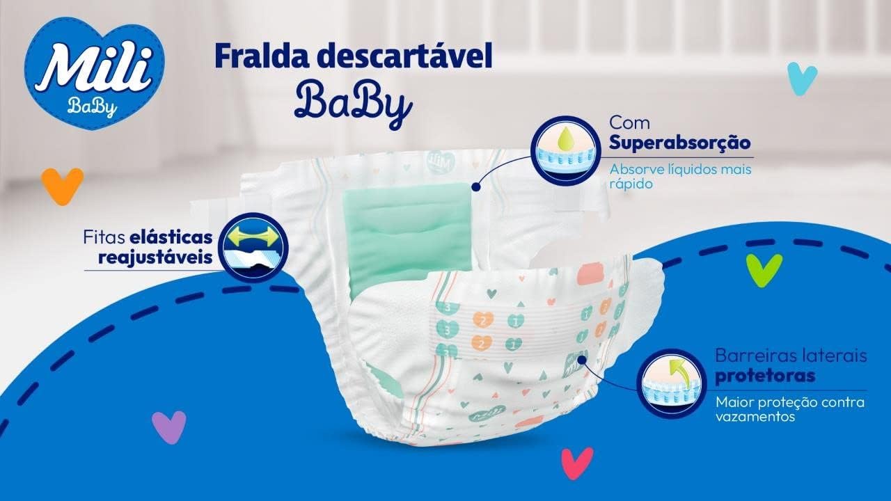 Fralda Infantil Mili Baby G com 78 unidades - Casa das Fraldas