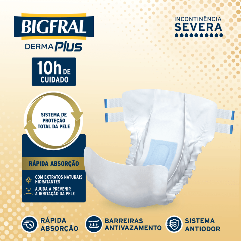 Fralda Adulto BigFral Derma Plus Juvenil com 10 unidades - Casa das Fraldas