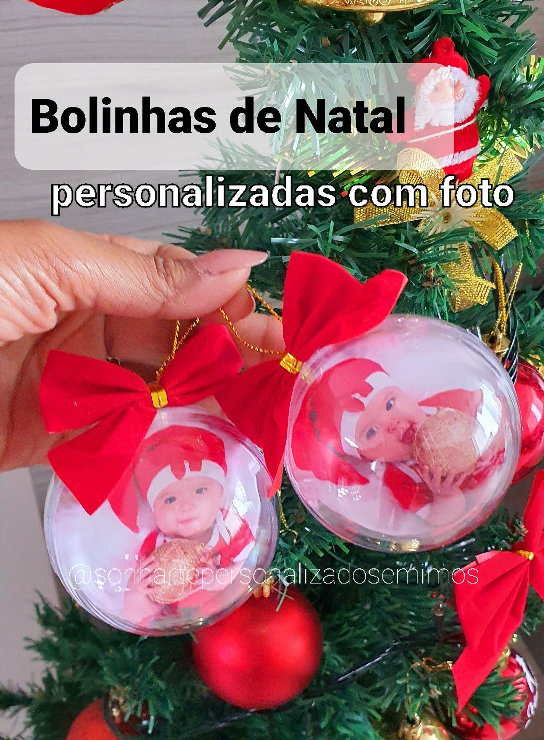 Bolinhas de Natal personalizadas com foto - Pérola Papelaria ...