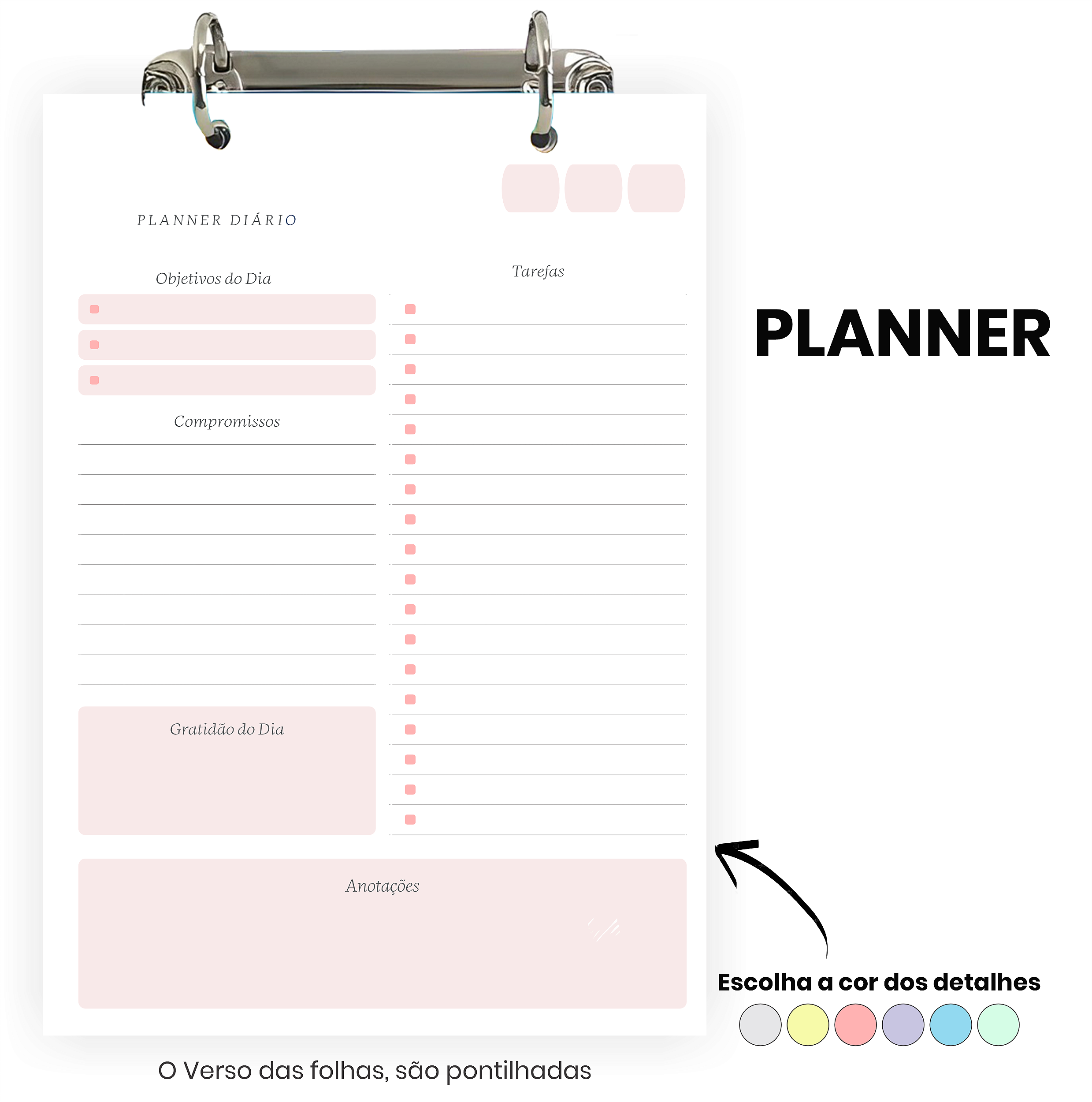 Bloco Fichário A5 Personalizado – Planner, Pautado ou Branco - Thalyta ...