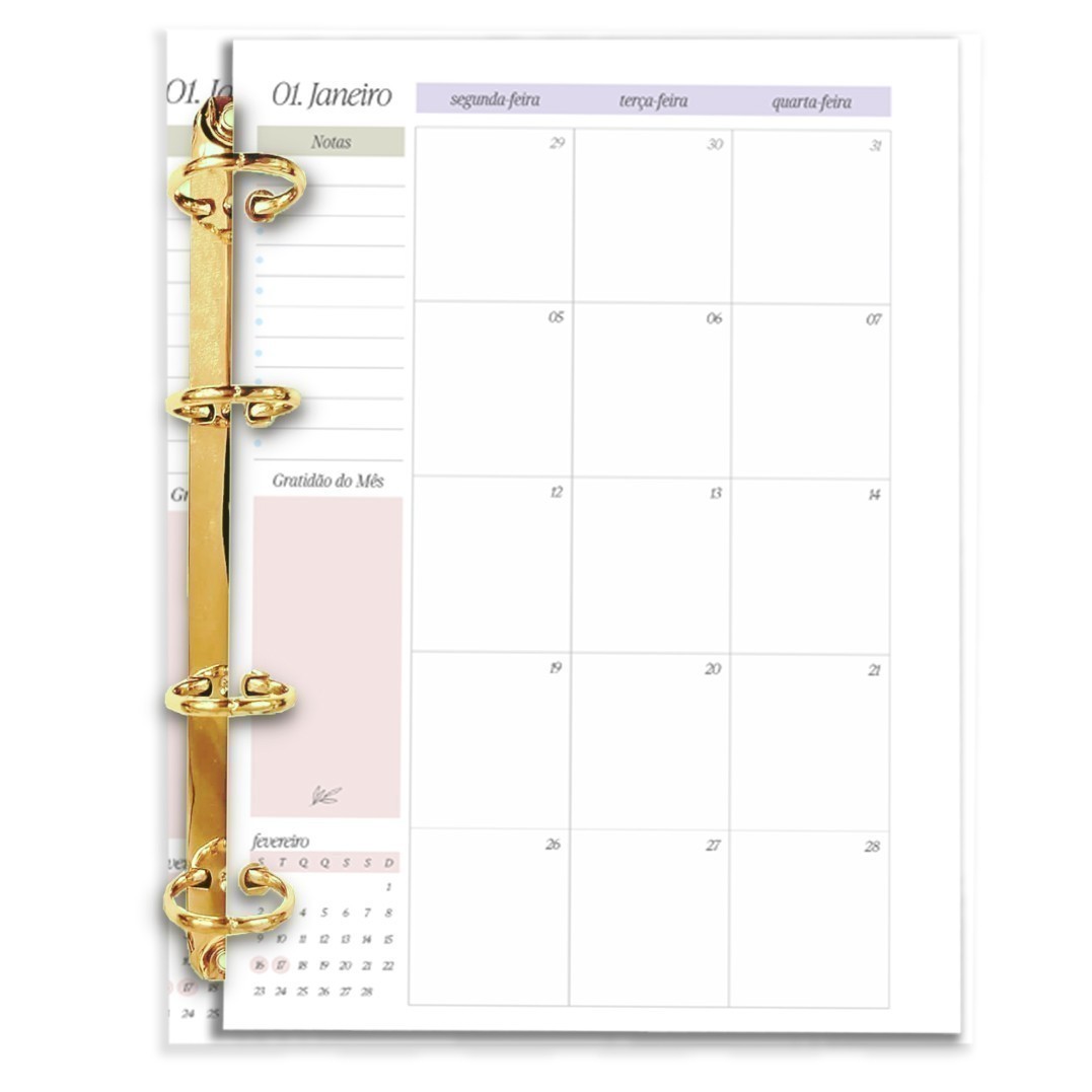 Planner Fichário Argolado Reposicionável : Coleção 2026G - Thalyta Stamp