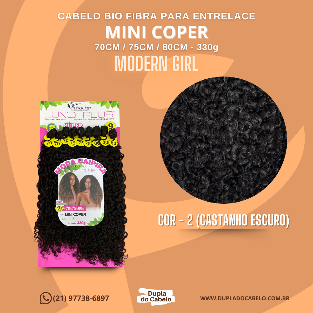 Cabelo Mini Coper Modern Girl - 330g - Dupla do Cabelo
