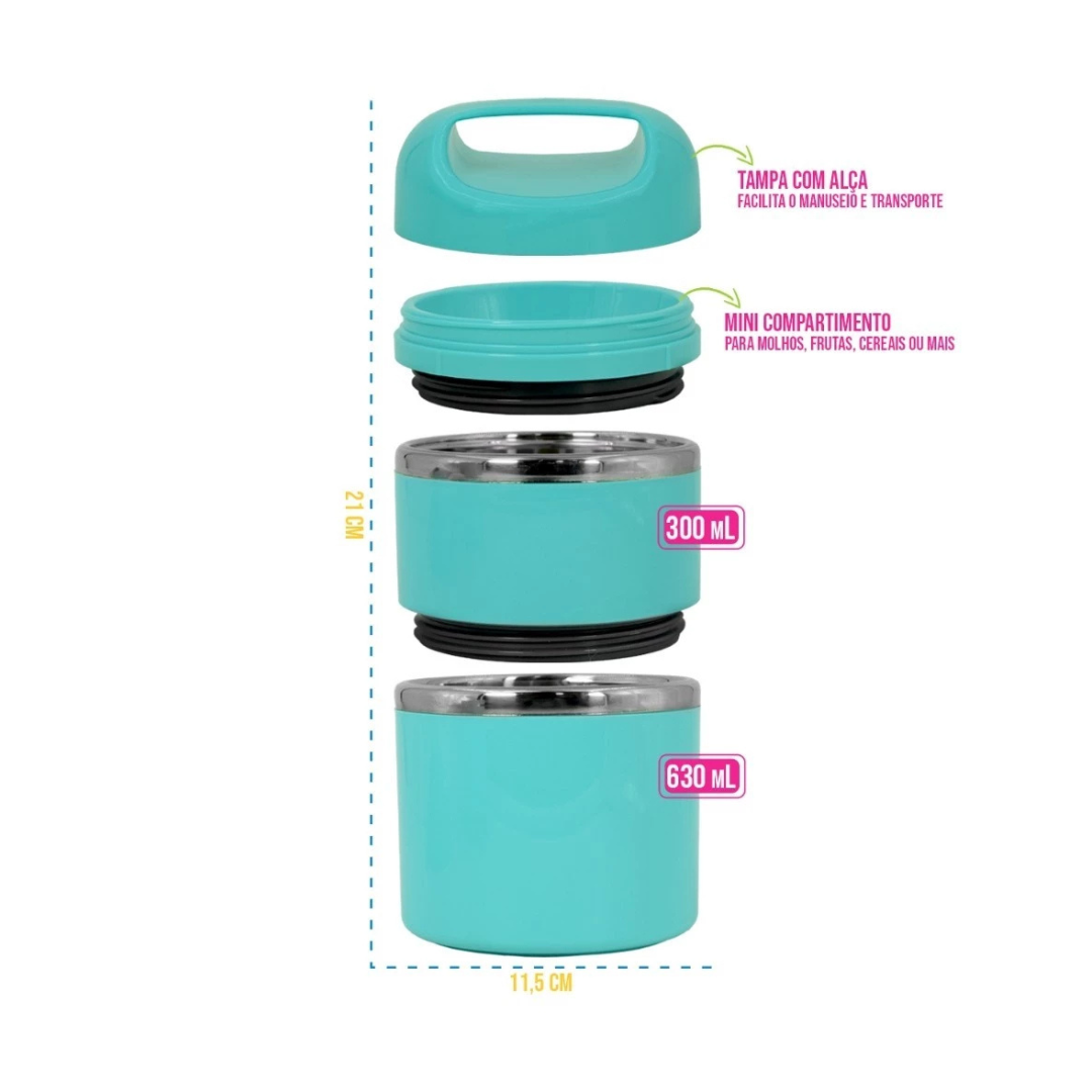 Marmita Lancheira 3 Divisórias Vertical Térmica camping - Cronos Esporte