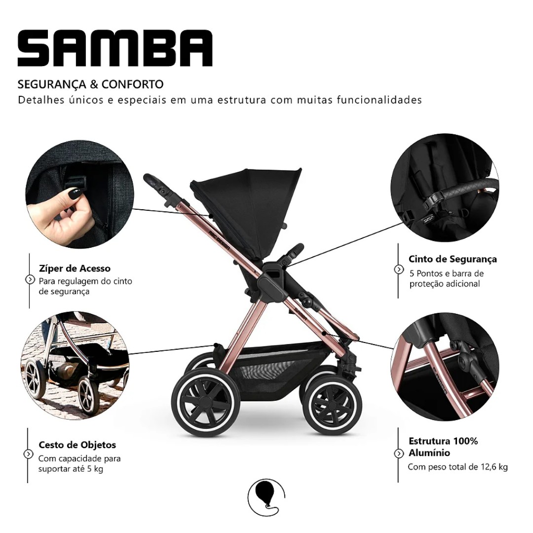 Kit Carrinho Samba (Carrinho + Bebê Conforto Tulip + Adaptador + Moisés ...