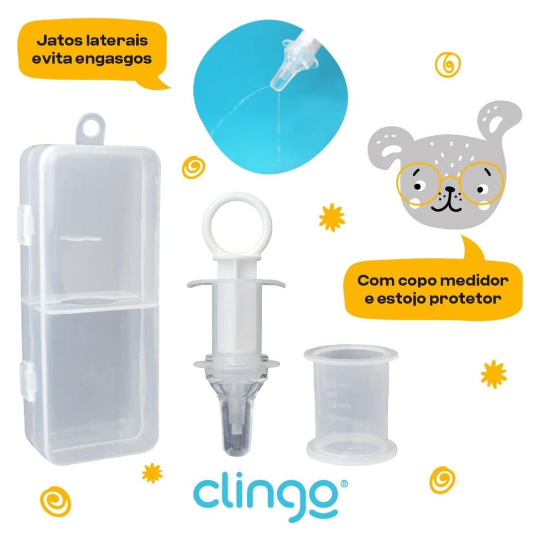 Dosador de medicamento com copo medidor - Clingo - Baby Buys Brasil